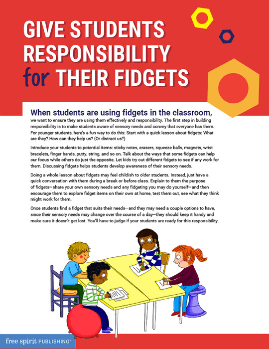 Give Students Responsibility for Their Fidgets Article | Free Spirit
