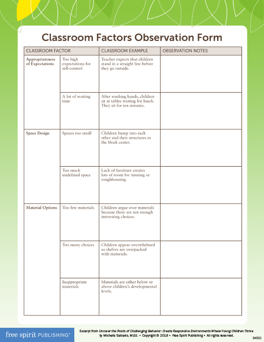 Classroom Factors Observation Form | Download | Free Spirit