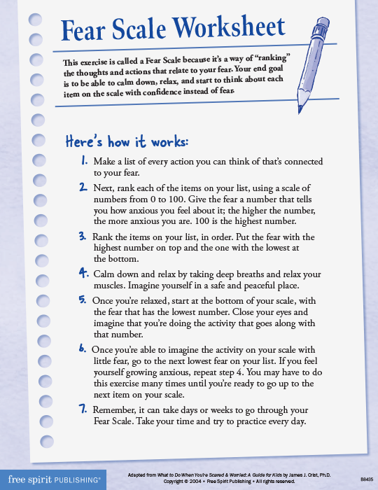 Fear Scale Worksheet | Grades 4–8 | Download | Free Spirit