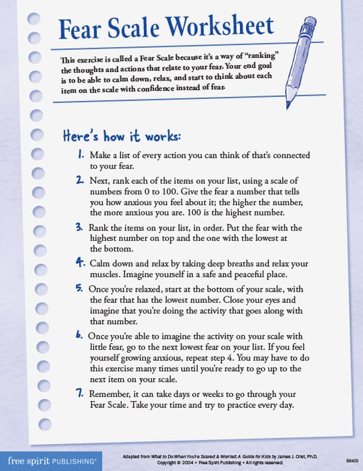 Fear Scale Worksheet | Grades 4–8 | Download | Free Spirit
