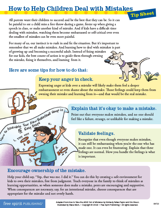 How to Help Children Deal with Mistakes Tip Sheet | Free Spirit
