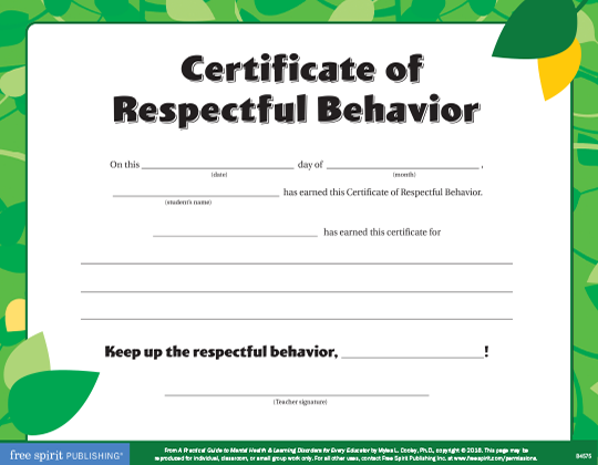 Respectful Behavior Certificate | Download | Free Spirit
