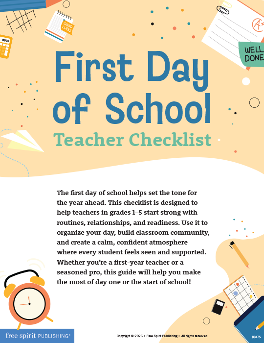 First Day of School Teacher Checklist | Grades 1–5 | Download | Free Spirit