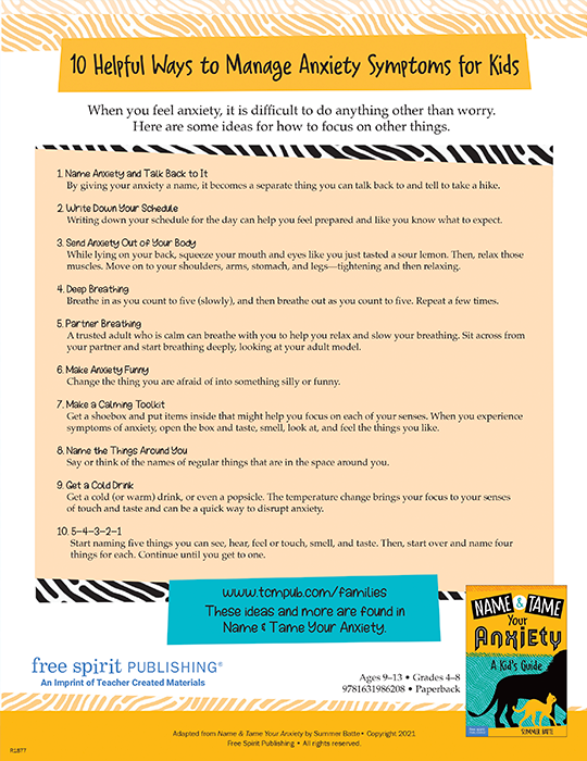 10 Helpful Ways to Manage Anxiety Symptoms for Kids | Download | Free ...