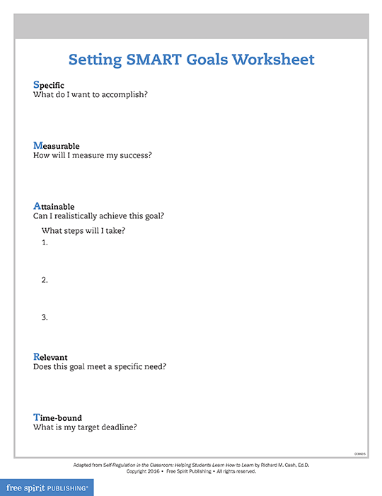 Setting SMART Goals Worksheet | Download | Free Spirit