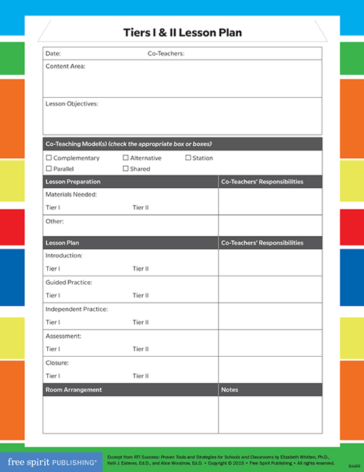Tiers I and II Lesson Planner| Download | Free Spirit