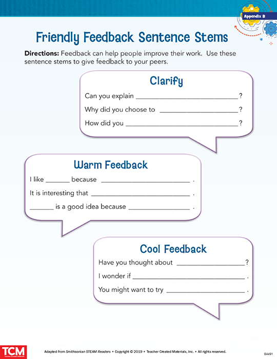 Friendly Feedback Sentence Stems | Download | TCM/Shell