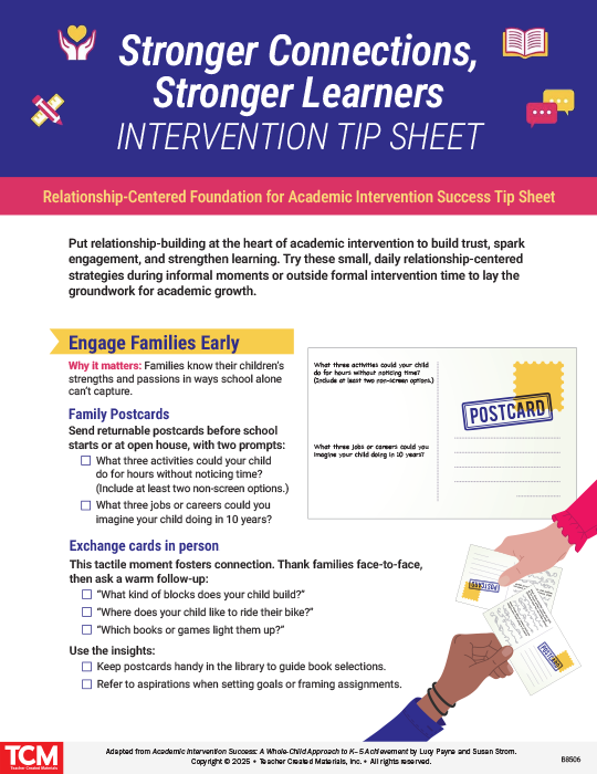 Stronger Connections, Stronger Learners Intervention Tip Sheet | K–5 ...