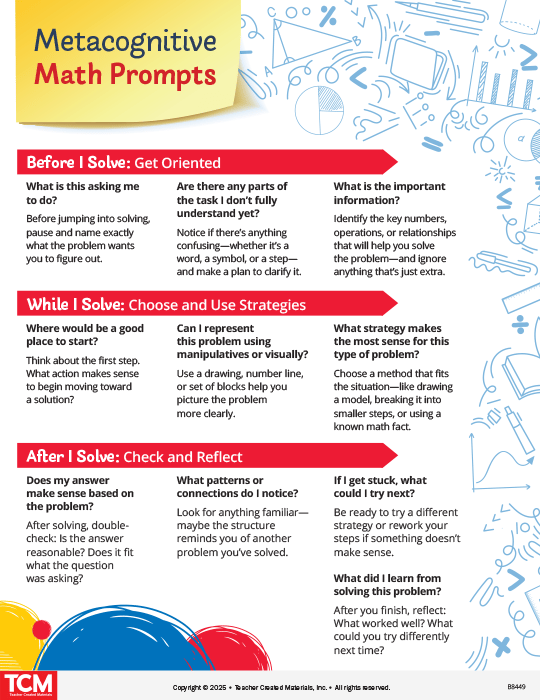 Metacognitive Math Prompts | K–12 | Download | TCM