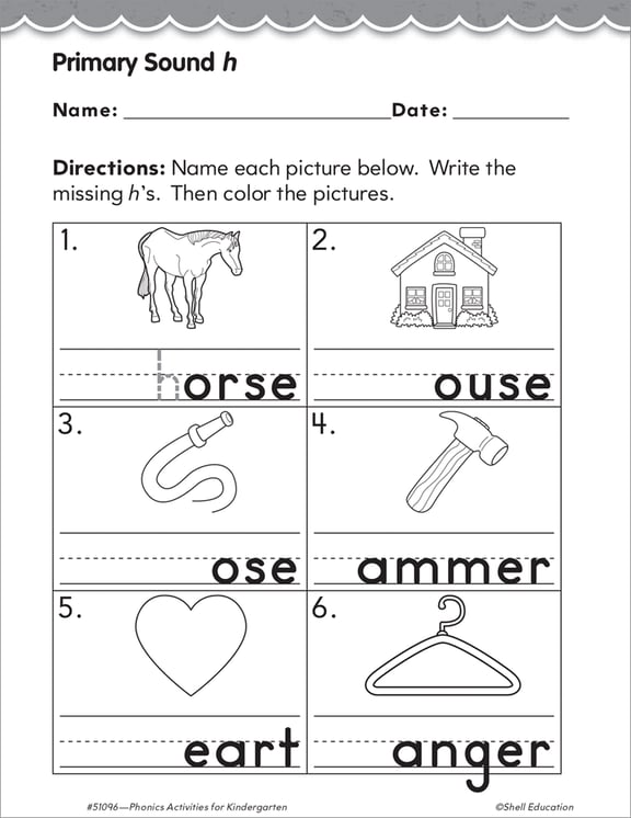 Kindergarten Foundational Phonics Skills: Primary Sound h | Download | TCM