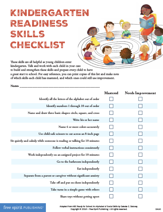 Kindergarten Readiness Skills Checklist | Download | TCM Admin