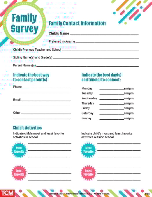 Family Survey | K–8 | Download | TCM