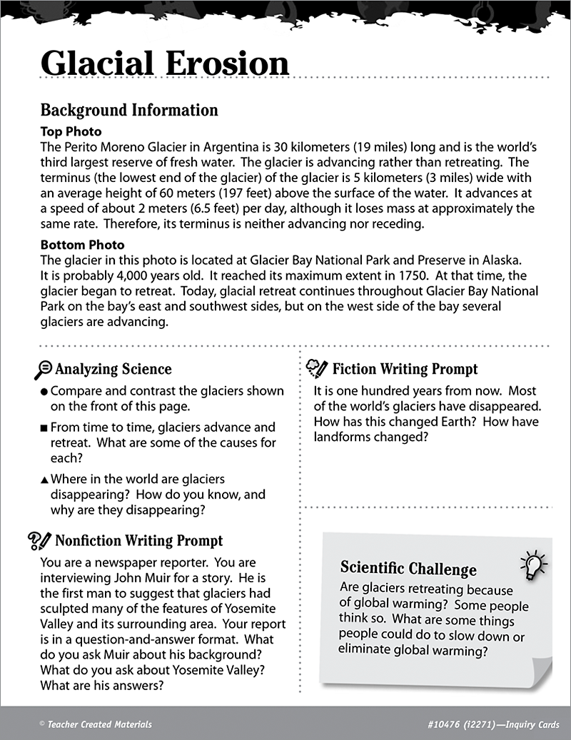 Forces of Nature Inquiry Card: Glacial Erosion | Download | TCM