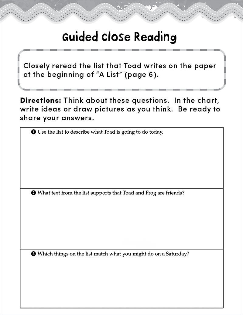 Frog and Toad Together Close Reading and Text-Dependent Questions ...