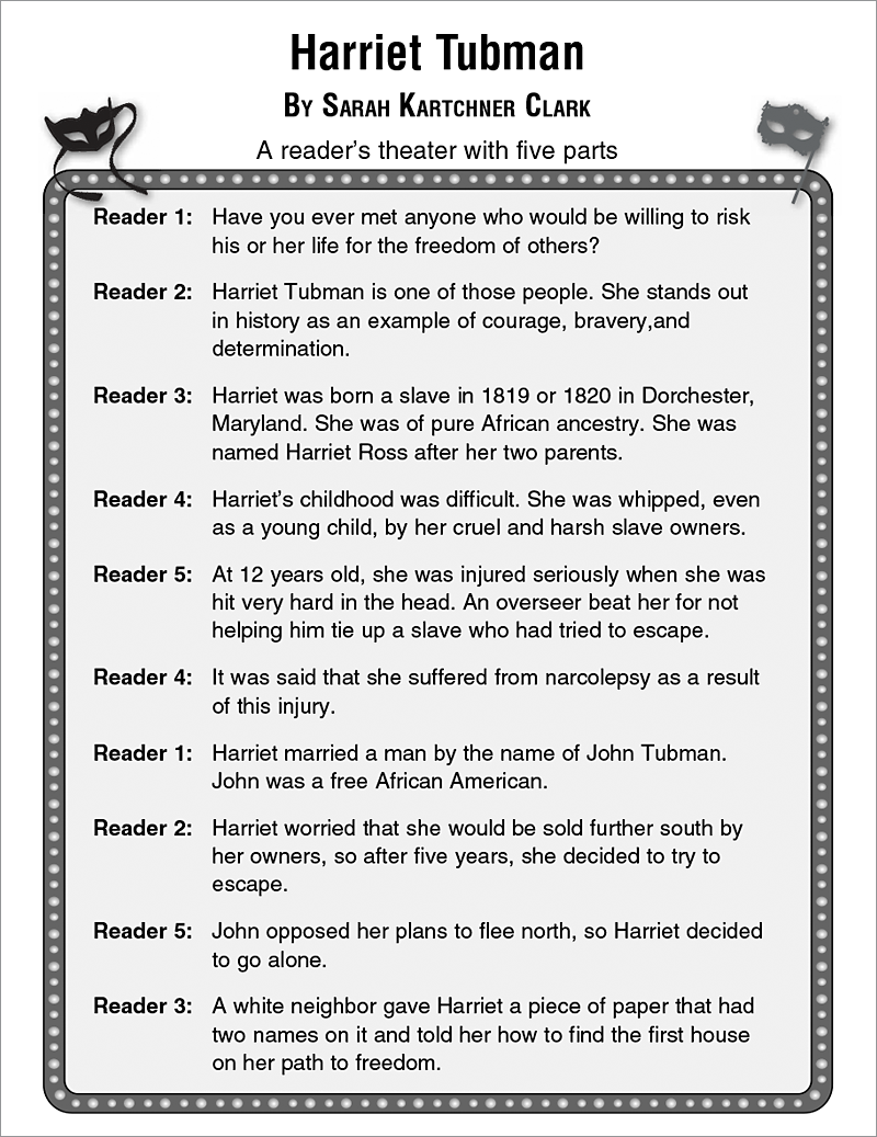 Harriet Tubman: Reader's Theater | Script and Lesson | TCM