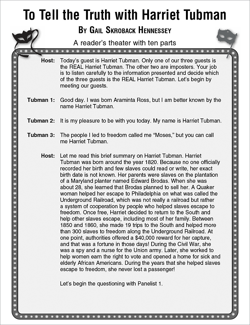 Harriet Tubman: Reader's Theater - Grades 6-8 | Script and Lesson | TCM