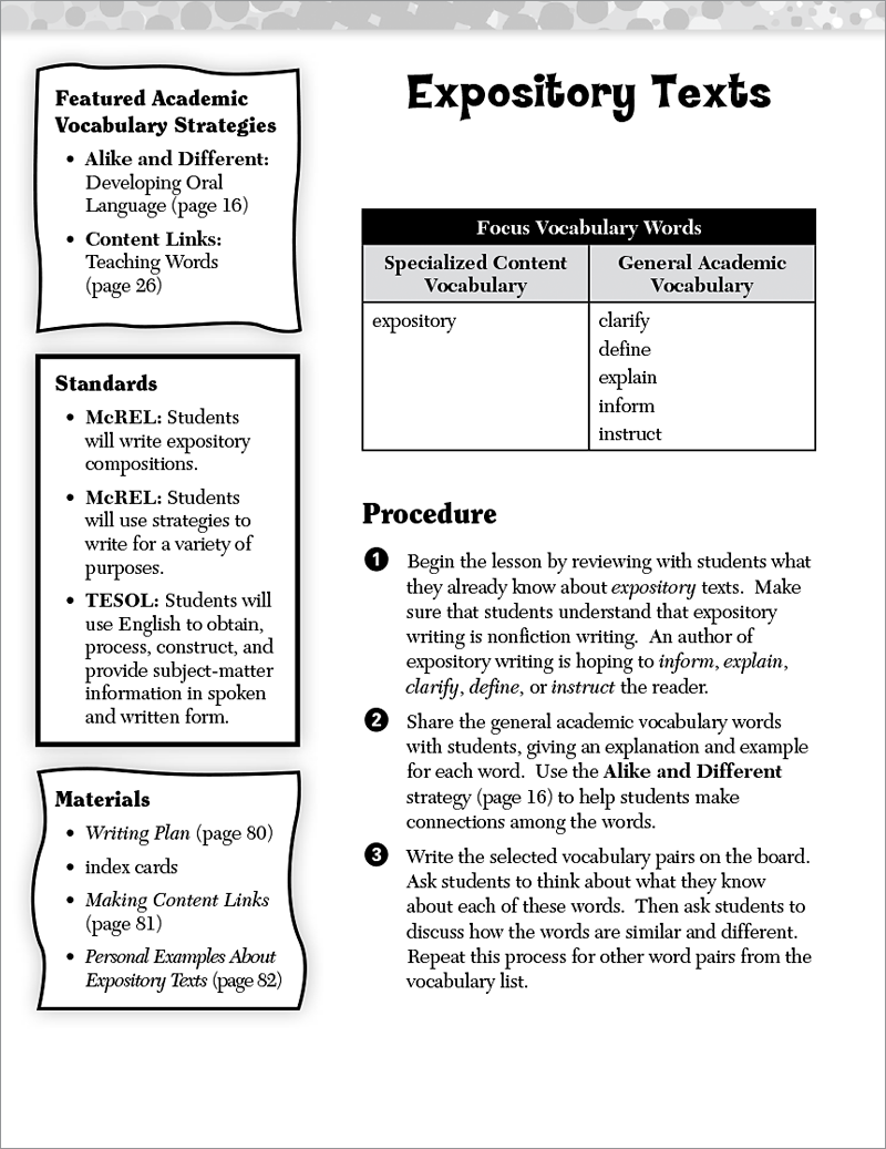Expository Texts: Academic Vocabulary | Gr: 3–5 | Lesson | TCM