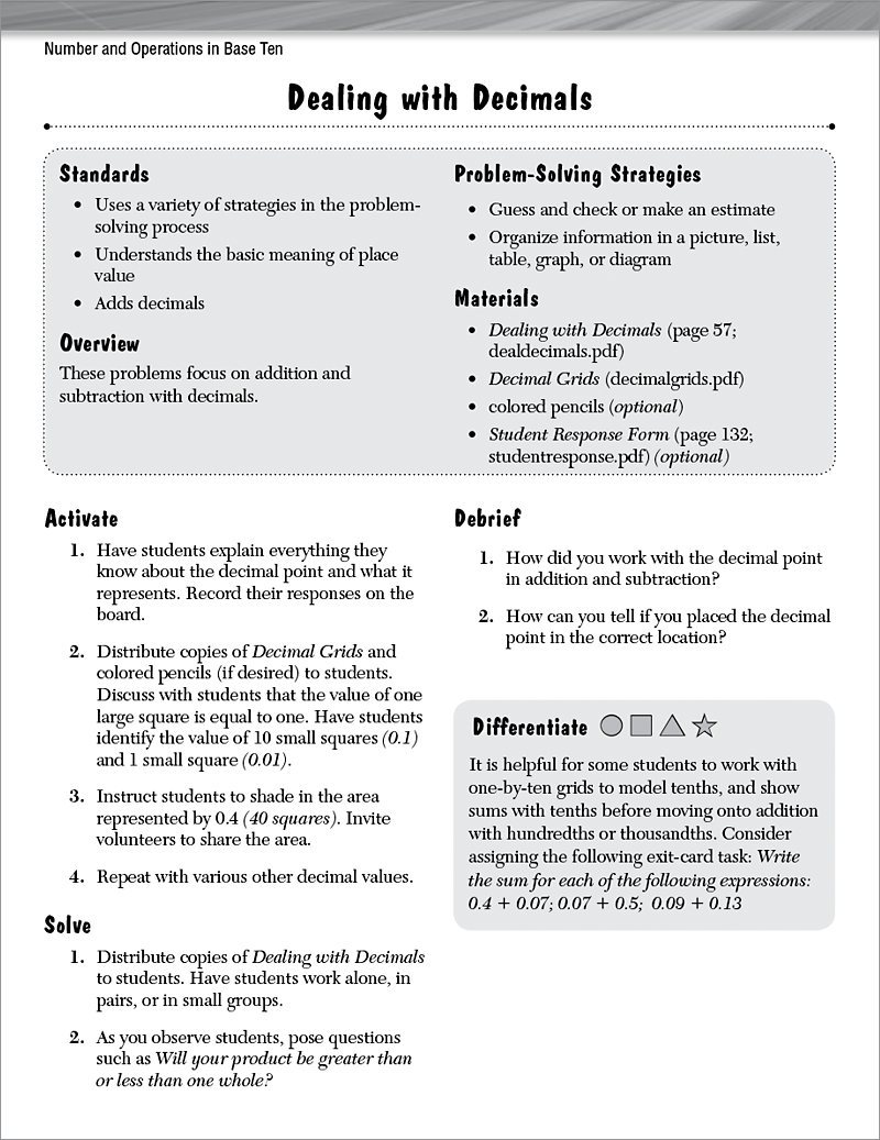 Number and Operations in Base Ten: Add and Subtract Decimals | Lesson | TCM
