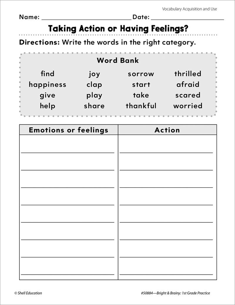 Vocabulary Acquisition and Use: Categorizing Words Practice | Download ...