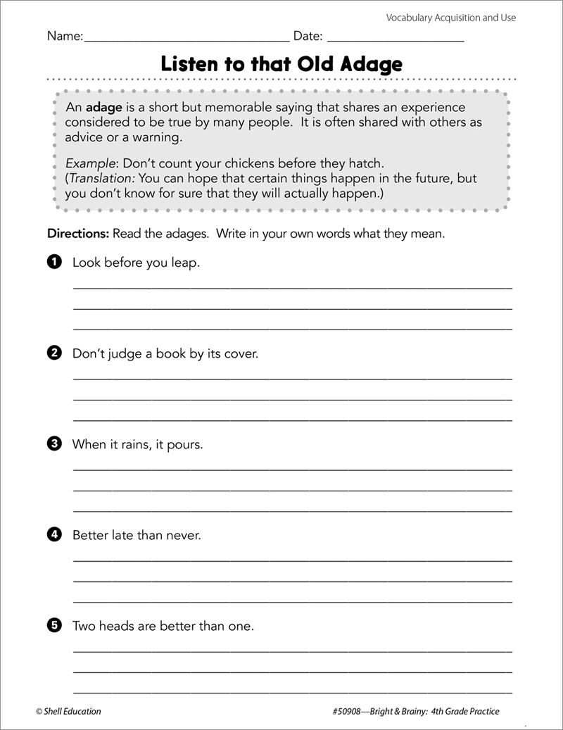 Vocabulary Acquisition and Use: Idioms and Adages | Download | TCM