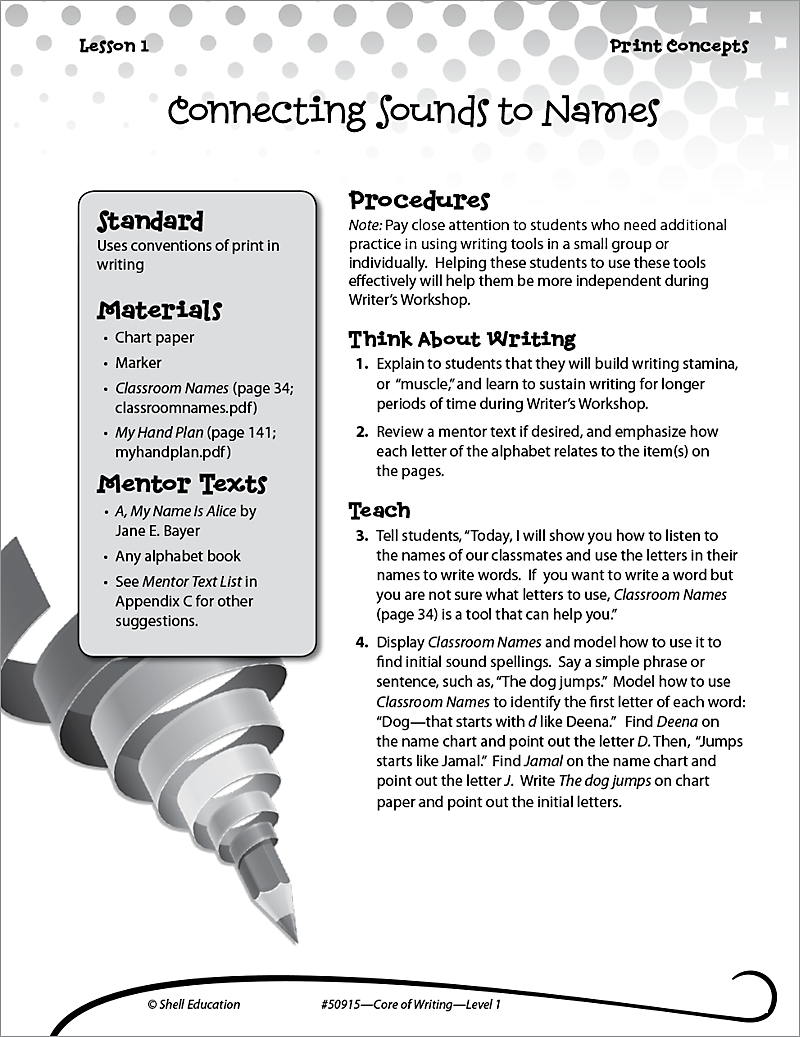 Writing Lesson: Connecting Sounds to Names | Gr: K–1 | Lesson | TCM